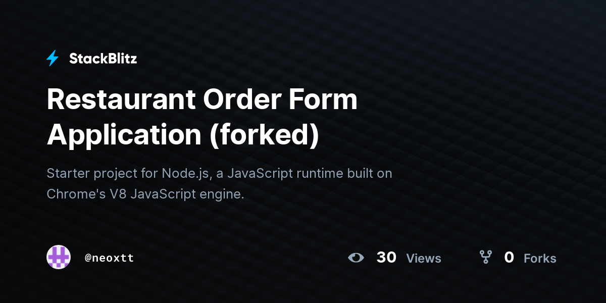 Restaurant Order Form Application (forked) - StackBlitz