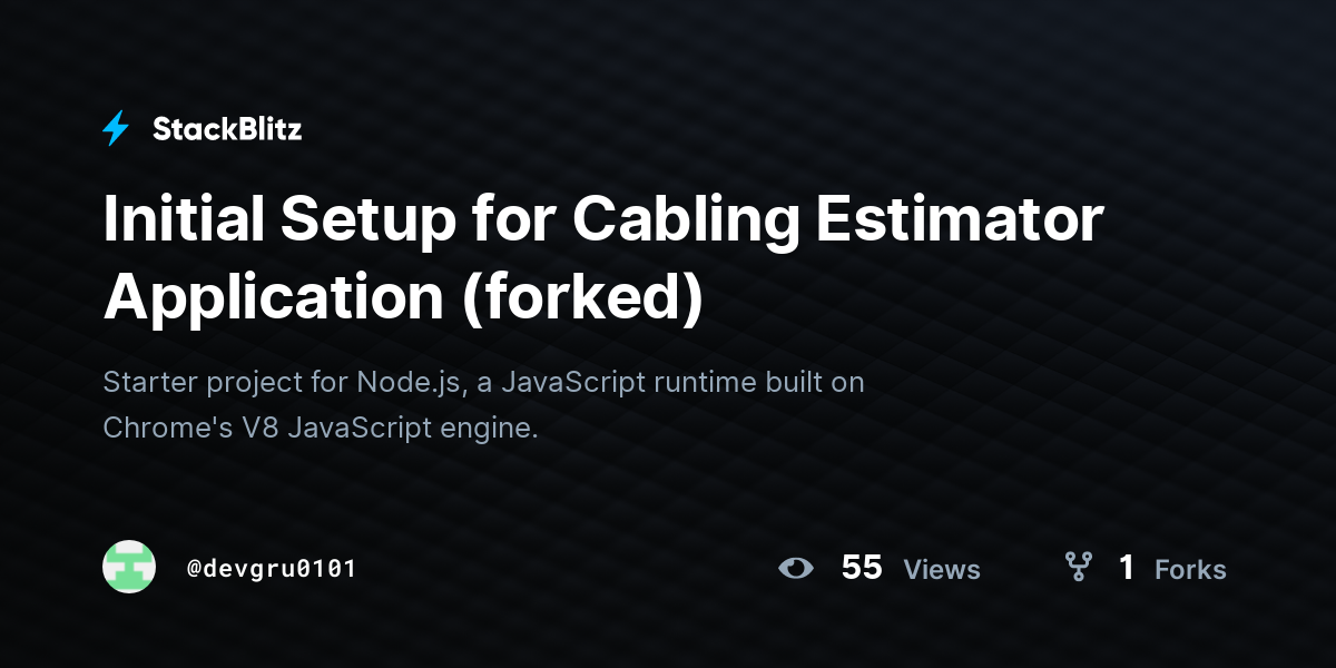 Initial Setup for Cabling Estimator Application (forked) - StackBlitz
