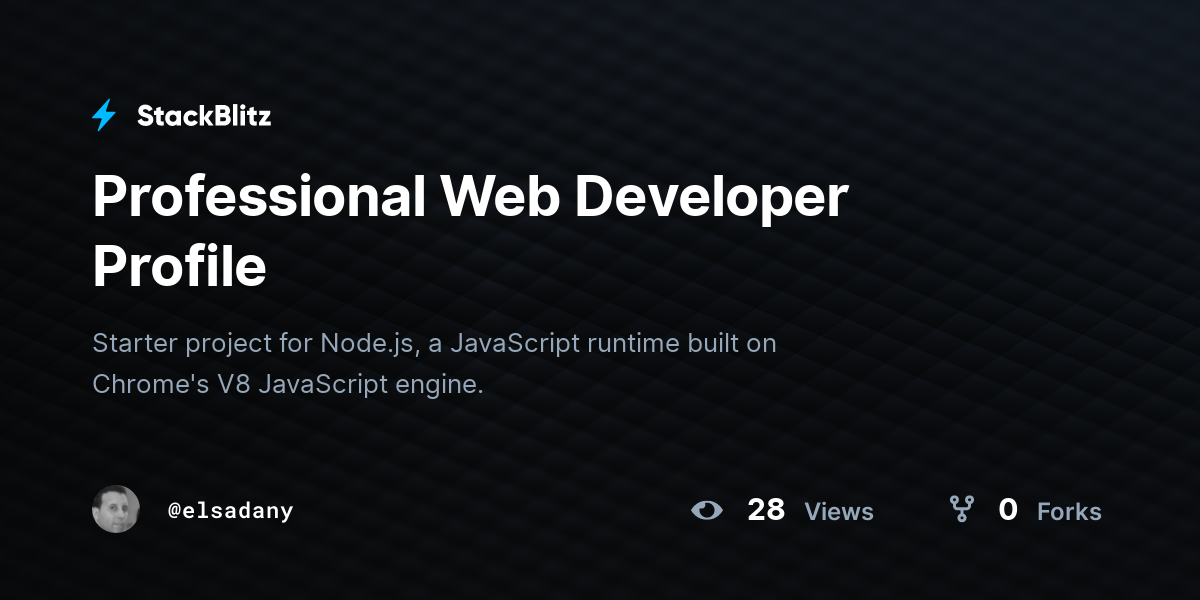 Professional Web Developer Profile - StackBlitz