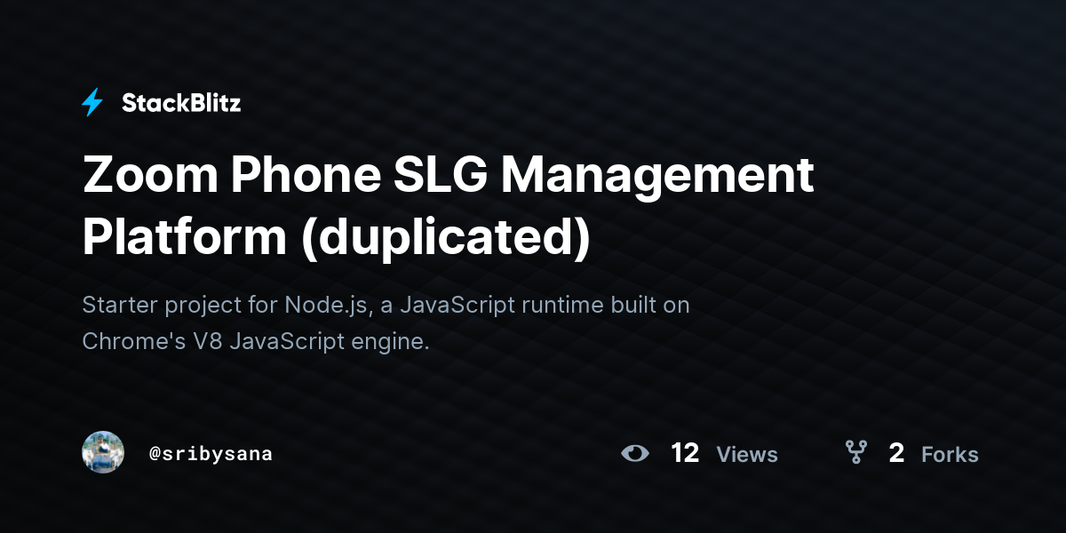 Zoom Phone SLG Management Platform (duplicated) - StackBlitz