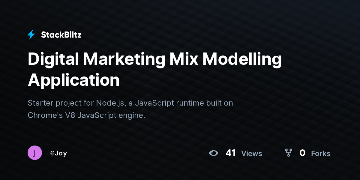 Digital Marketing Mix Modelling Application - StackBlitz