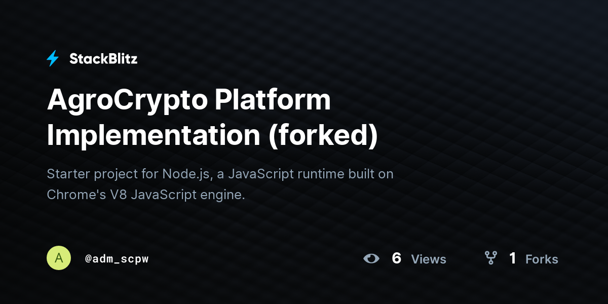 AgroCrypto Platform Implementation (forked) - StackBlitz