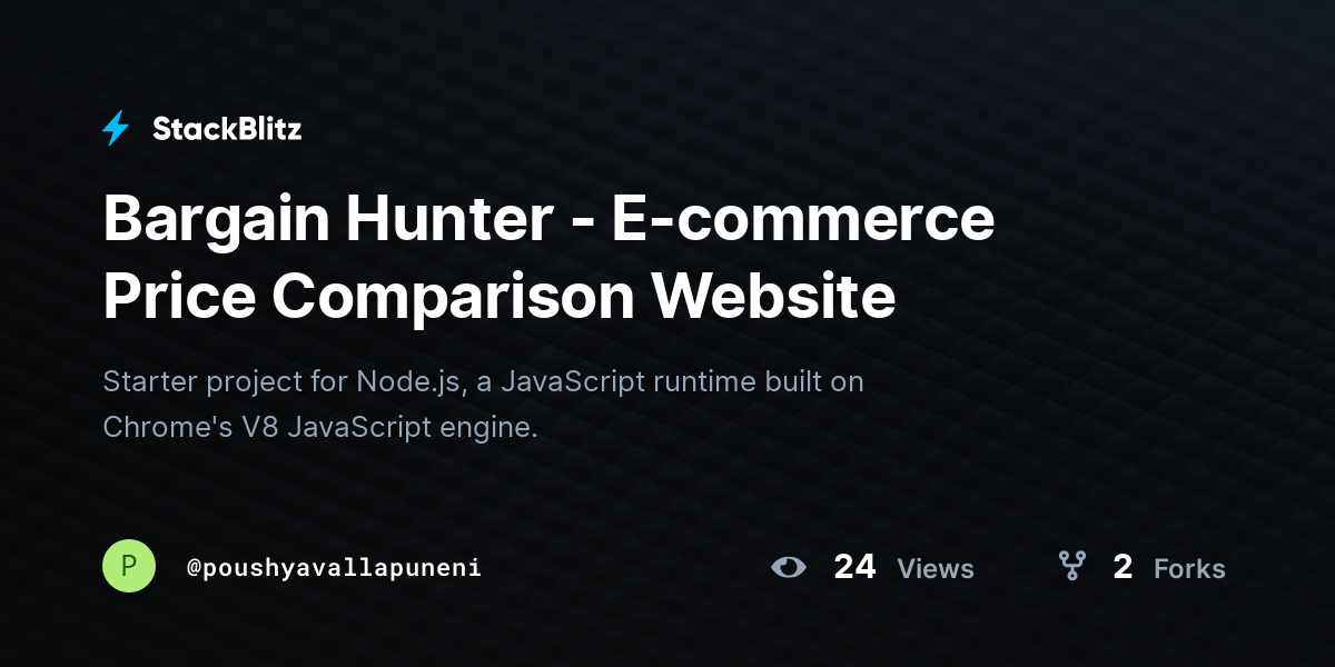 Bargain Hunter - E-commerce Price Comparison Website - StackBlitz