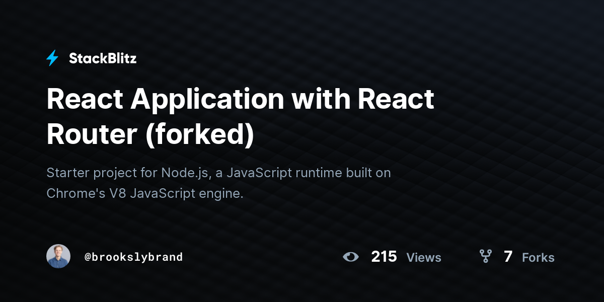 React Application with React Router (forked) - StackBlitz
