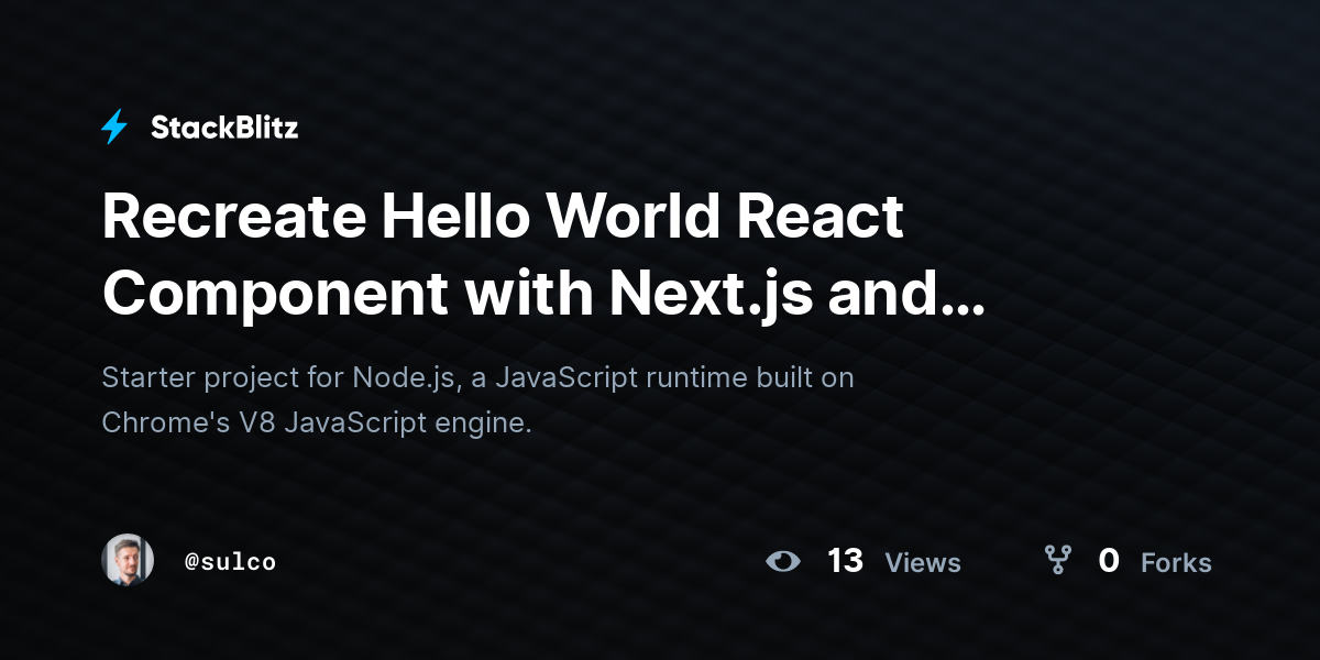 Recreate Hello World React Component with Next.js and shadcn/ui (forked) - StackBlitz
