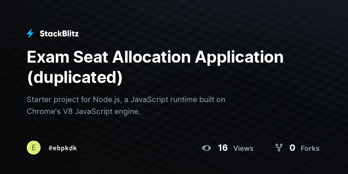Exam Seat Allocation Application (duplicated) - StackBlitz