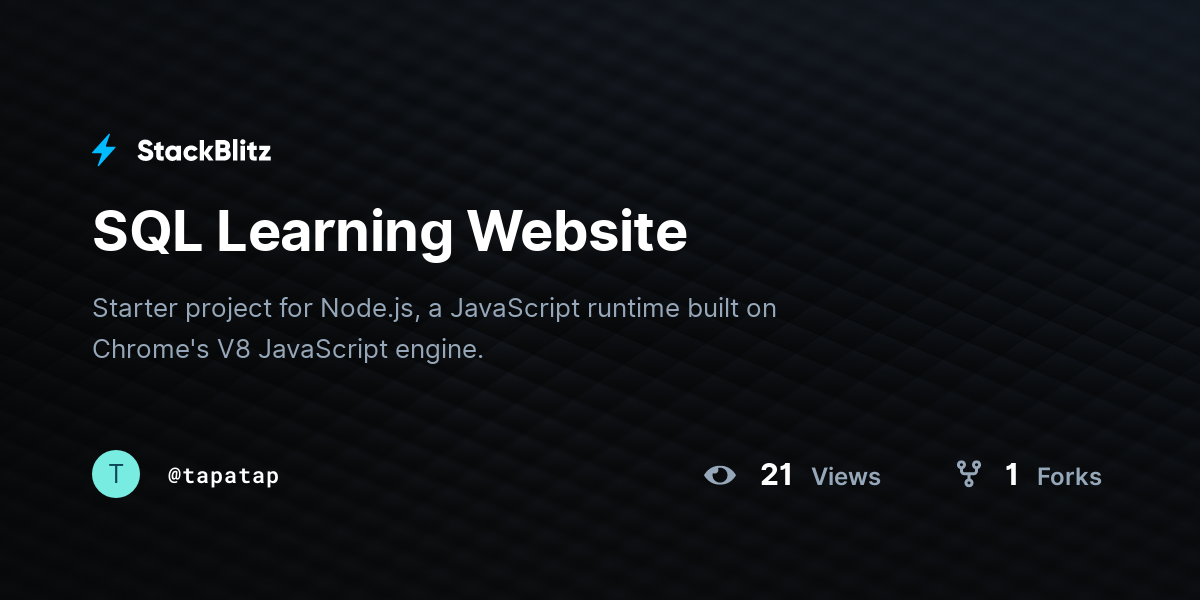 SQL Learning Website - StackBlitz