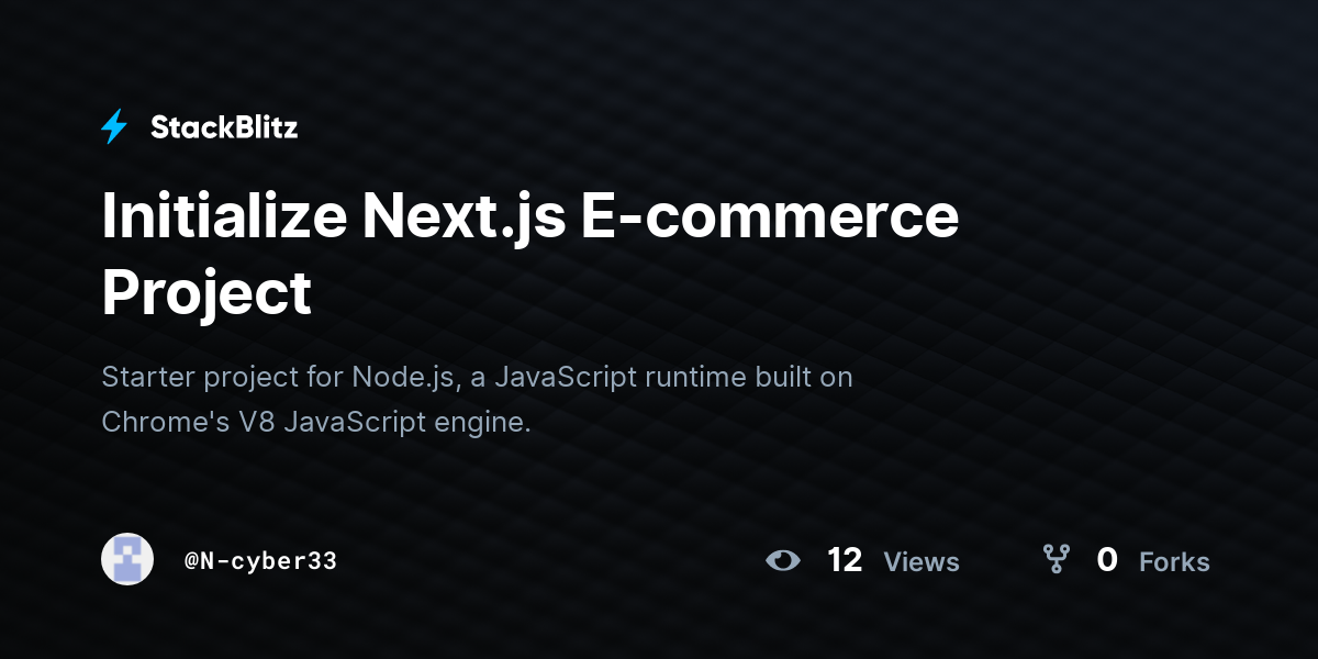 Initialize Next.js E-commerce Project - StackBlitz
