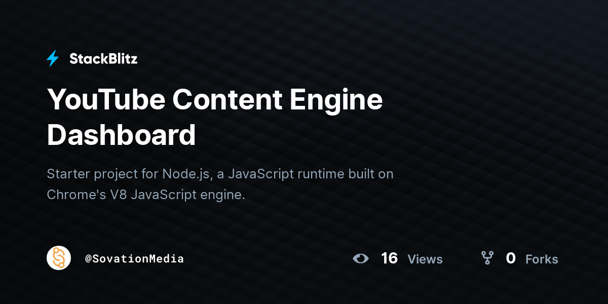 YouTube Content Engine Dashboard - StackBlitz