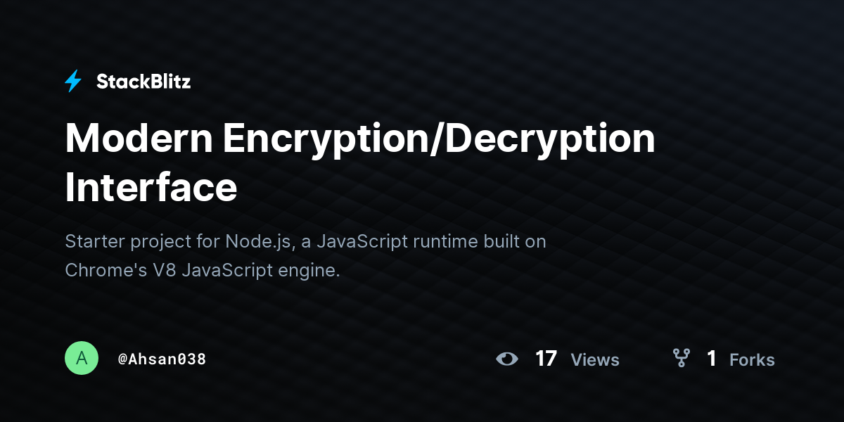 Modern Encryption/Decryption Interface - StackBlitz