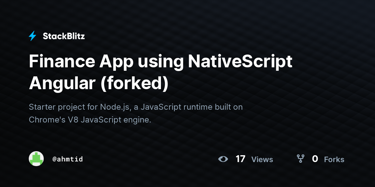 Finance App using NativeScript Angular (forked) - StackBlitz