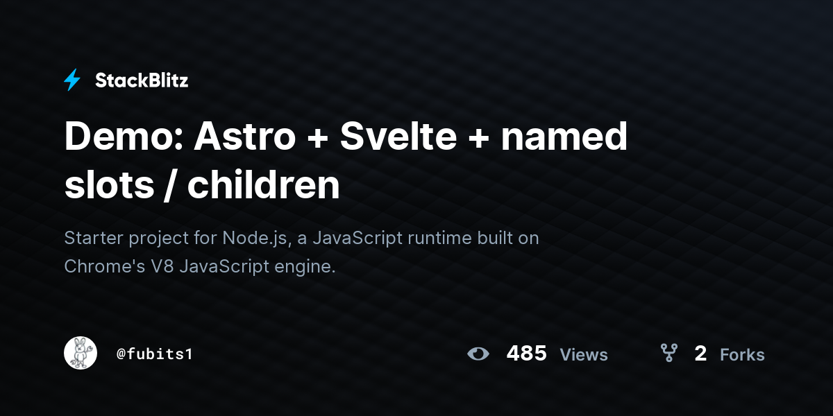 Demo: Astro + Svelte + named slots / children - StackBlitz