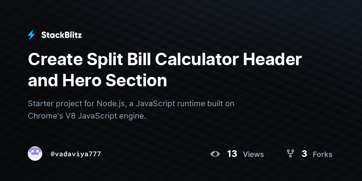 Create Split Bill Calculator Header and Hero Section - StackBlitz