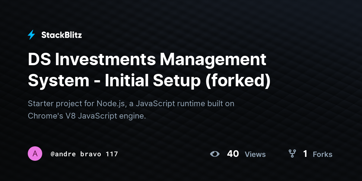 DS Investments Management System - Initial Setup (forked) - StackBlitz