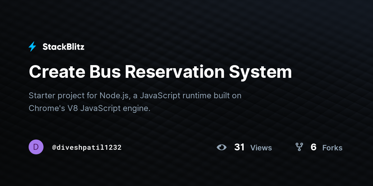 Create Bus Reservation System - StackBlitz