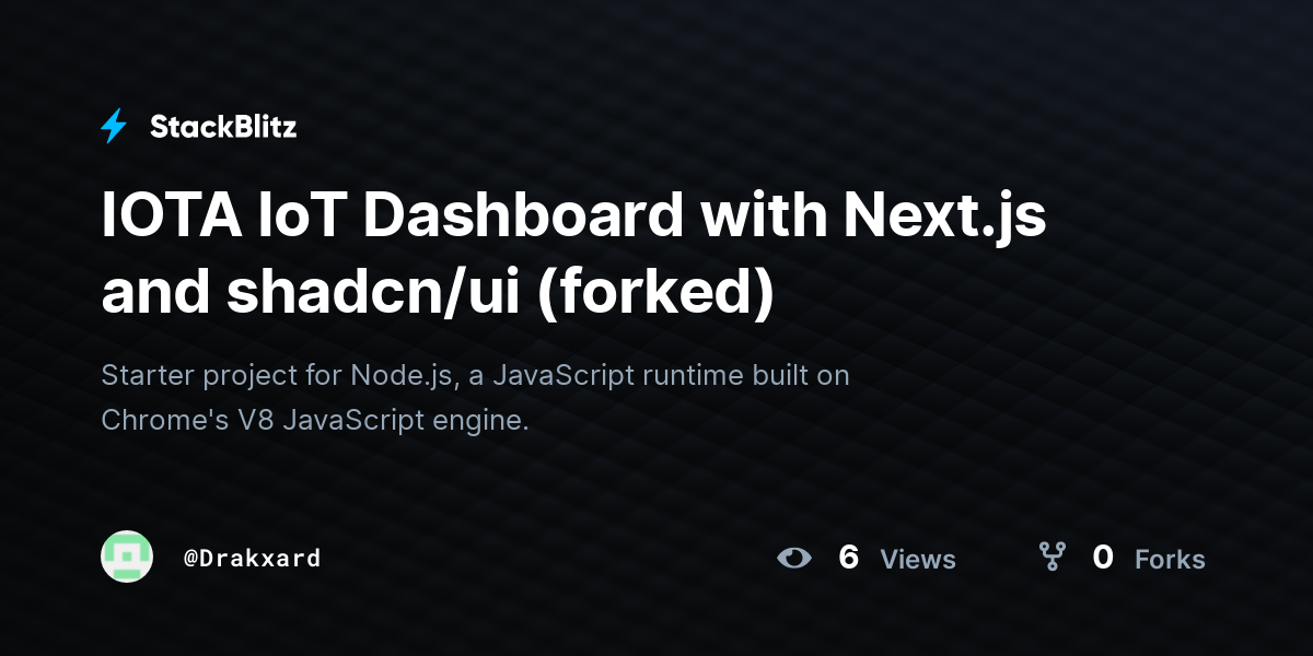 IOTA IoT Dashboard with Next.js and shadcn/ui (forked) - StackBlitz