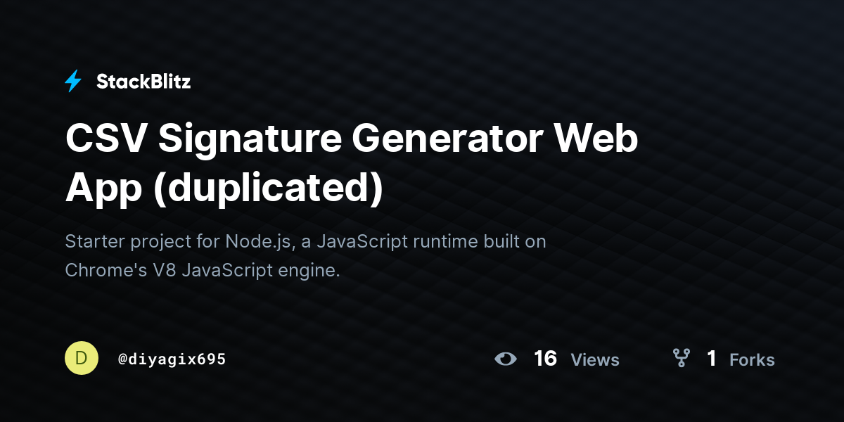 CSV Signature Generator Web App (duplicated) - StackBlitz