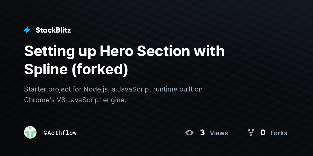 Setting up Hero Section with Spline (forked) - StackBlitz