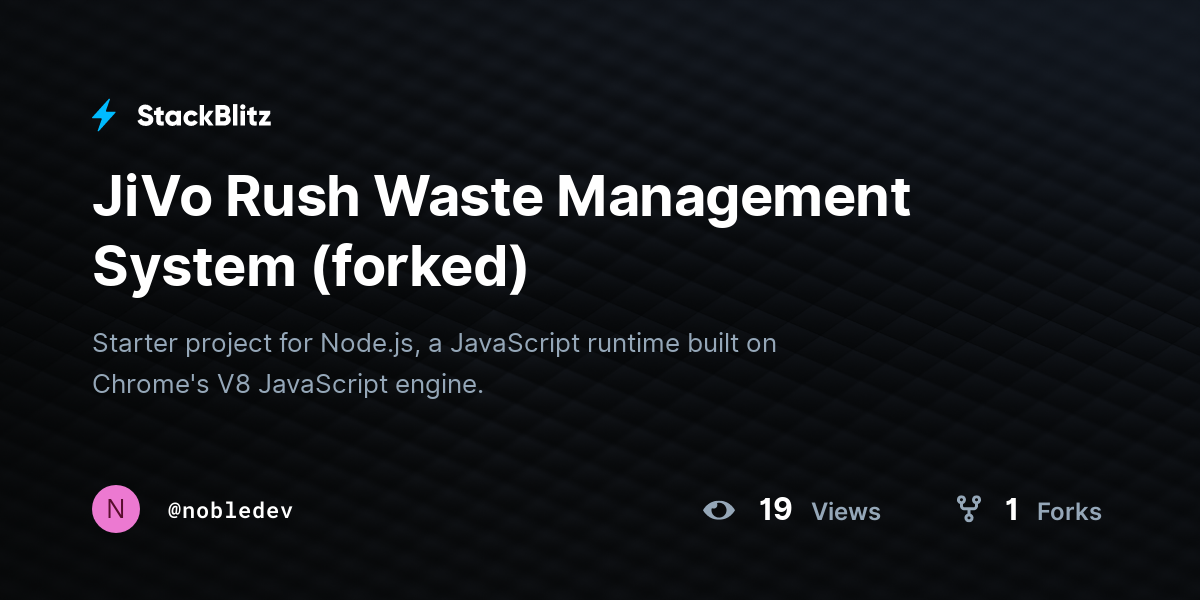 JiVo Rush Waste Management System (forked) - StackBlitz