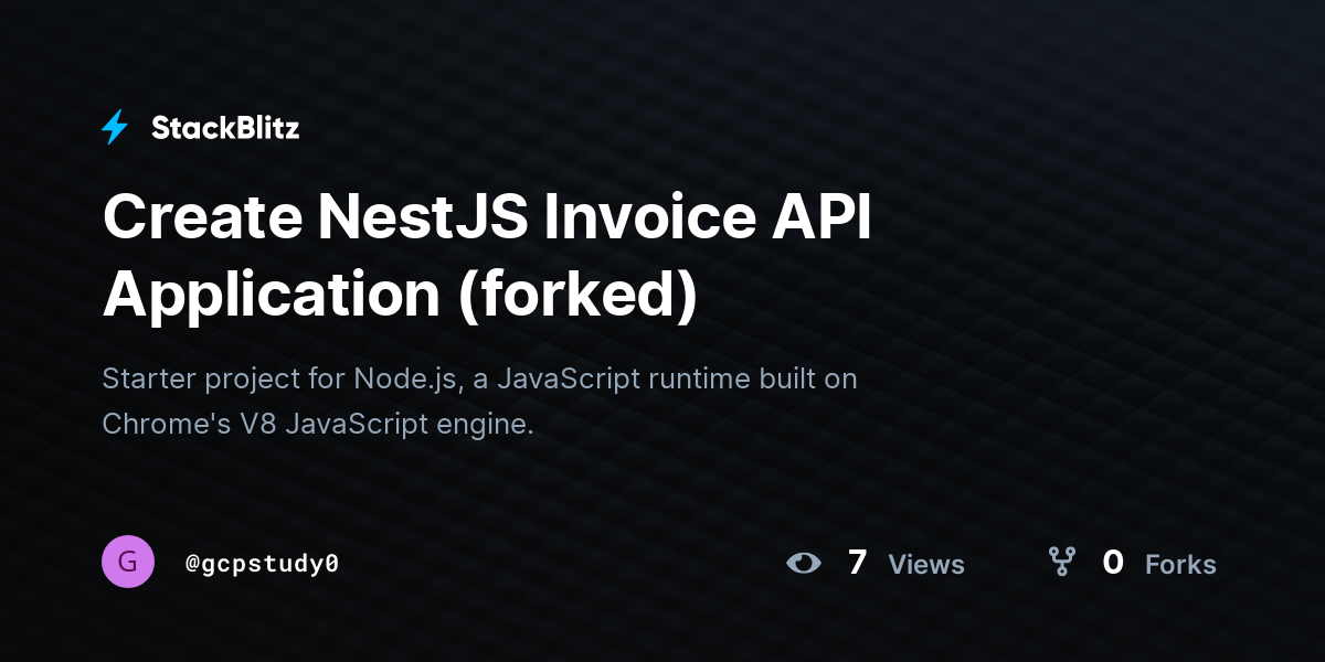Create NestJS Invoice API Application (forked) - StackBlitz