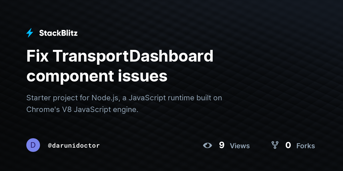 Fix TransportDashboard component issues - StackBlitz