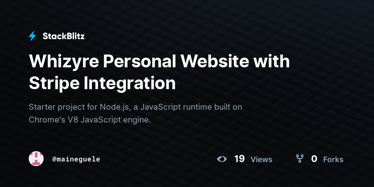 Whizyre Personal Website with Stripe Integration - StackBlitz