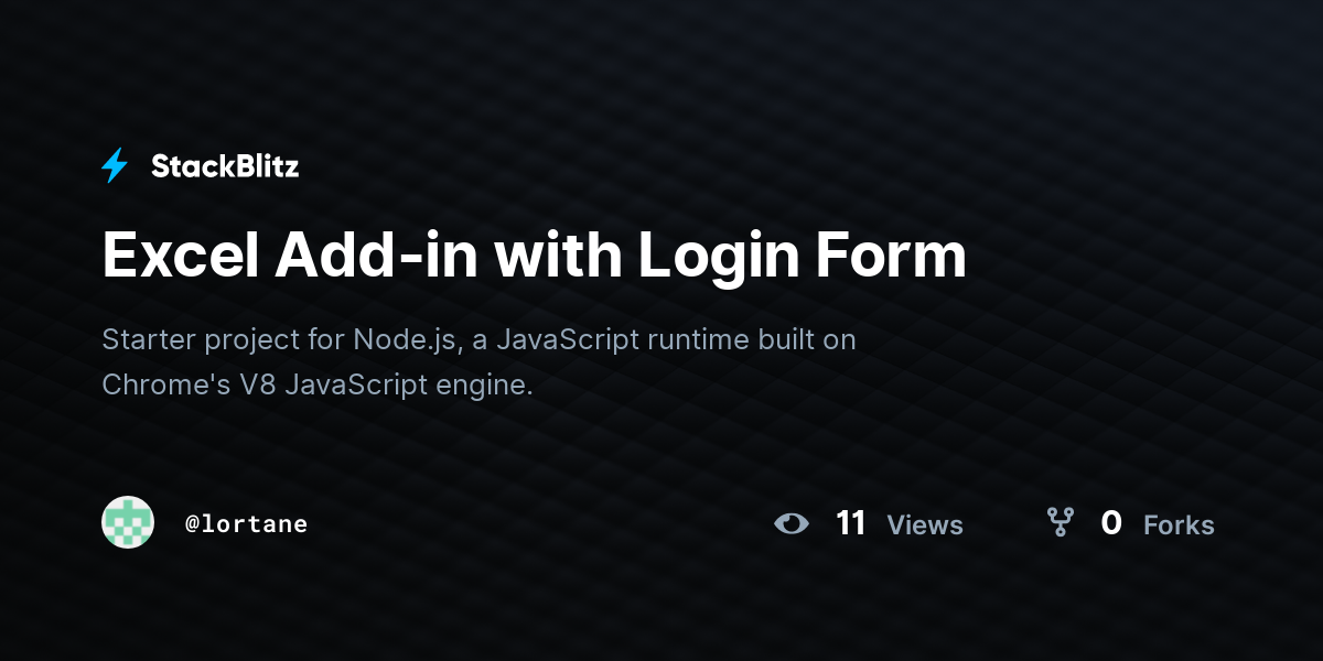 Excel Add-in with Login Form - StackBlitz