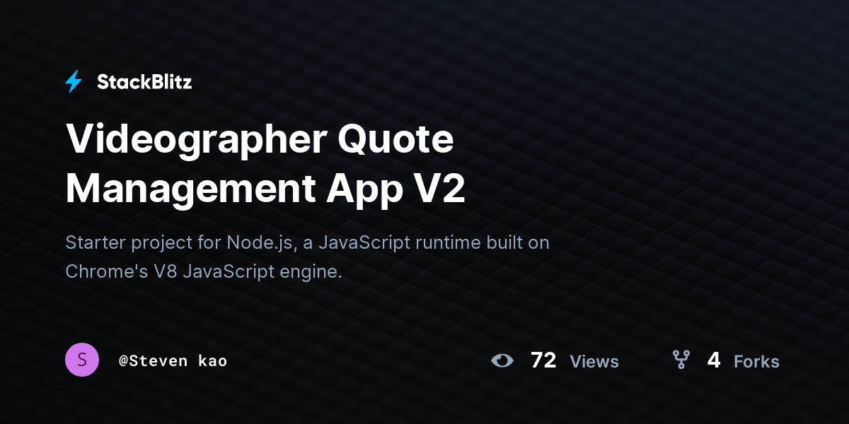 Videographer Quote Management App V2 - StackBlitz
