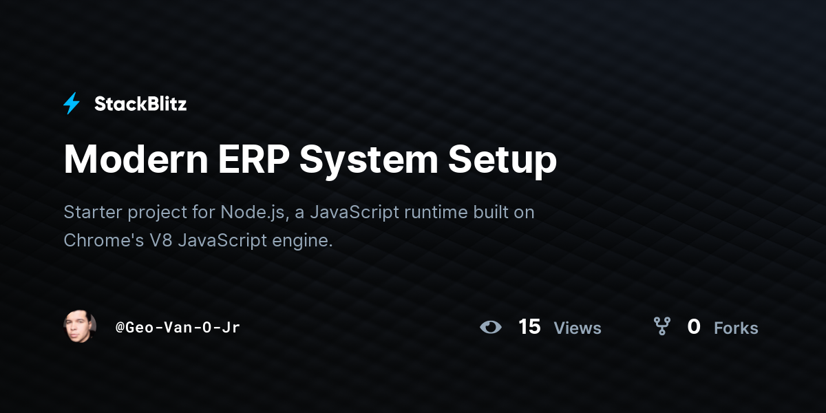 Modern ERP System Setup - StackBlitz