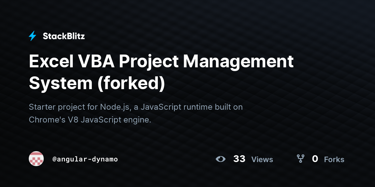 Excel VBA Project Management System (forked) - StackBlitz