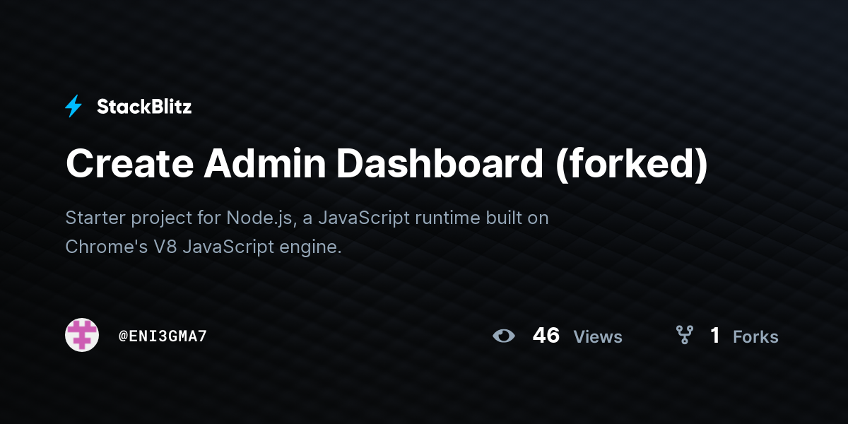 Create Admin Dashboard (forked) - StackBlitz