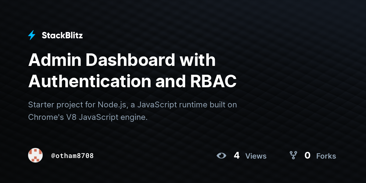 Admin Dashboard with Authentication and RBAC - StackBlitz
