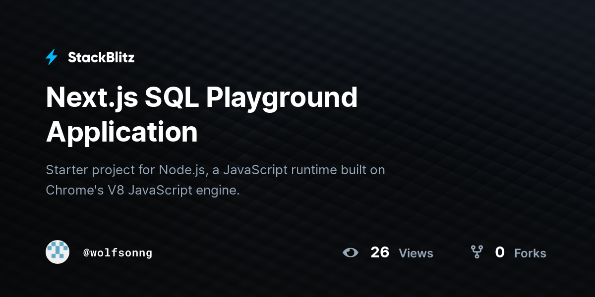 Next.js SQL Playground Application - StackBlitz
