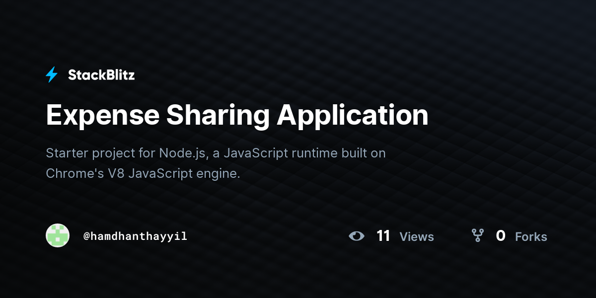 Expense Sharing Application - StackBlitz