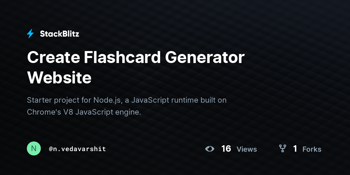 Create Flashcard Generator Website - StackBlitz