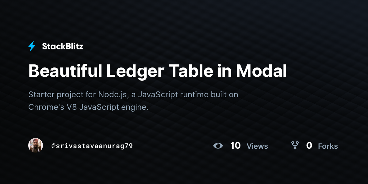 Beautiful Ledger Table in Modal - StackBlitz