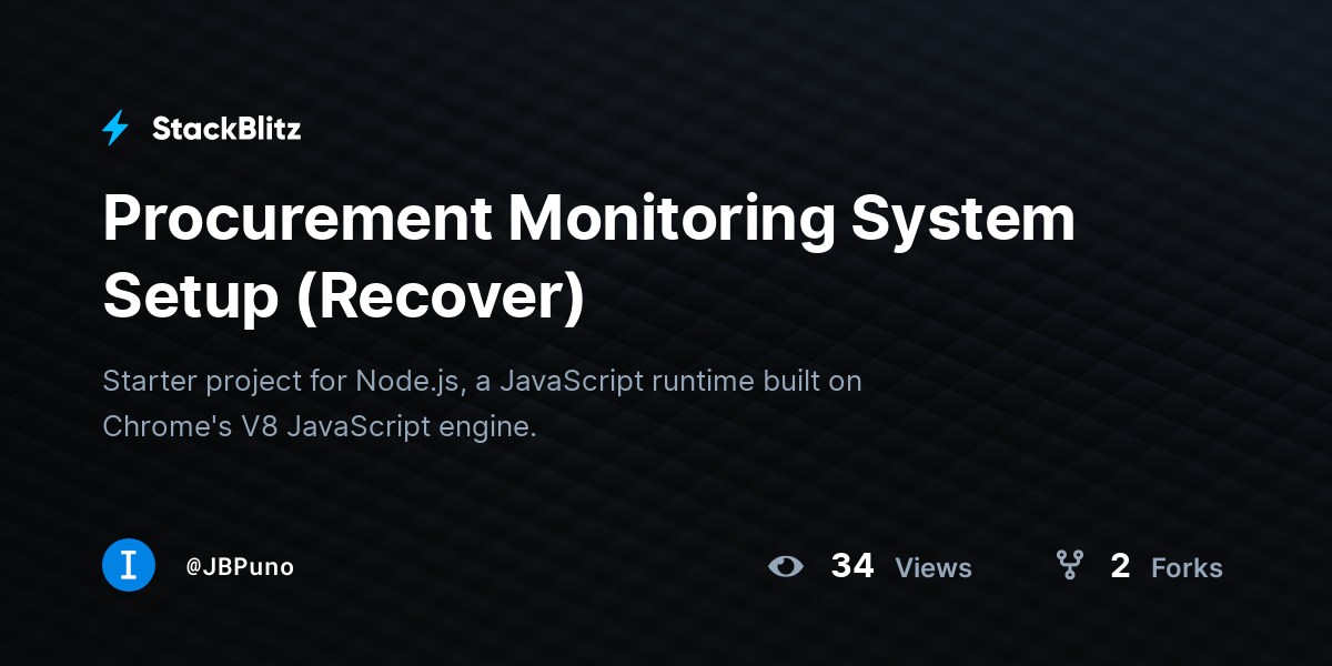 Procurement Monitoring System Setup (Recover) - StackBlitz