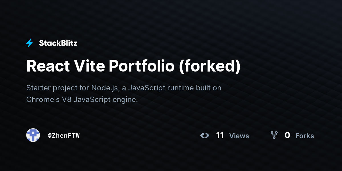 React Vite Portfolio (forked) - StackBlitz