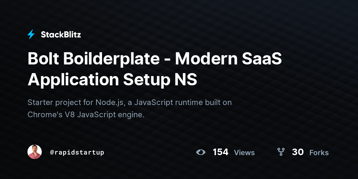 Bolt Boilderplate - Modern SaaS Application Setup NS - StackBlitz