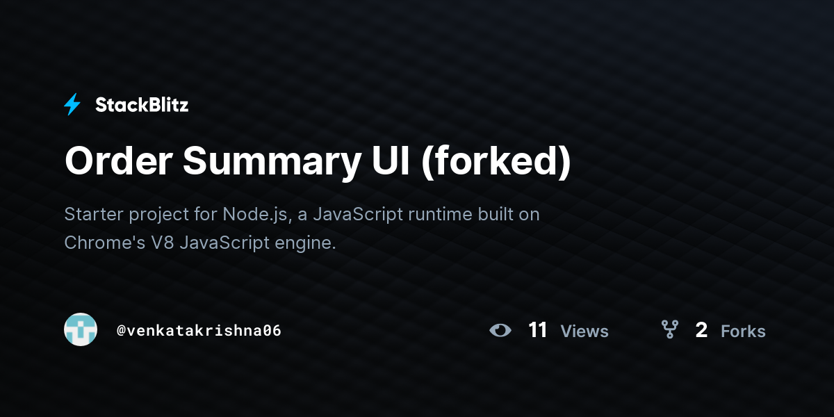 Order Summary UI (forked) - StackBlitz