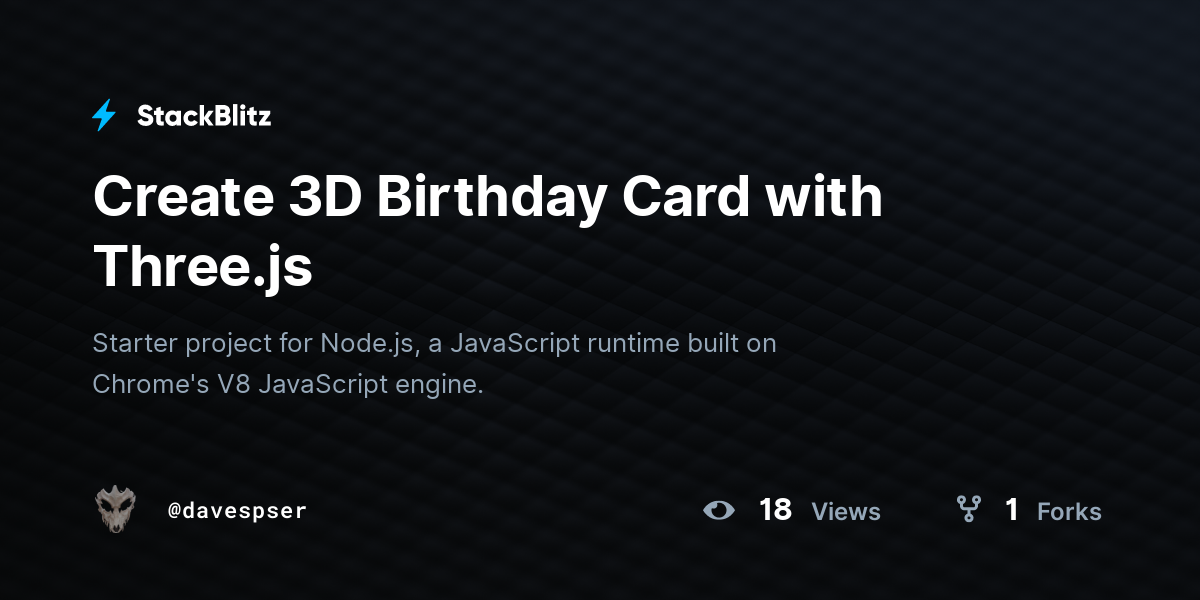 Create 3D Birthday Card with Three.js - StackBlitz