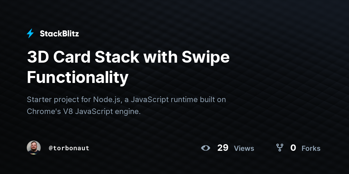 3D Card Stack with Swipe Functionality - StackBlitz