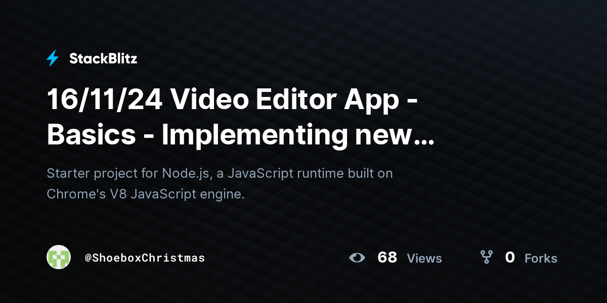 16/11/24 Video Editor App - Basics - Implementing new timeline - StackBlitz