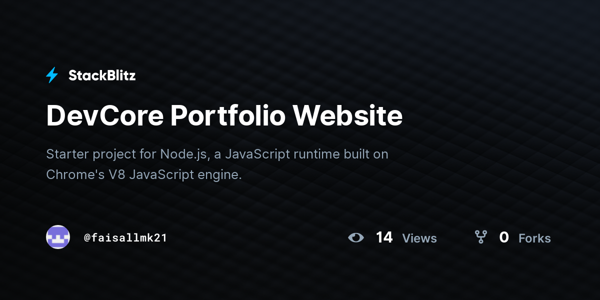 DevCore Portfolio Website - StackBlitz