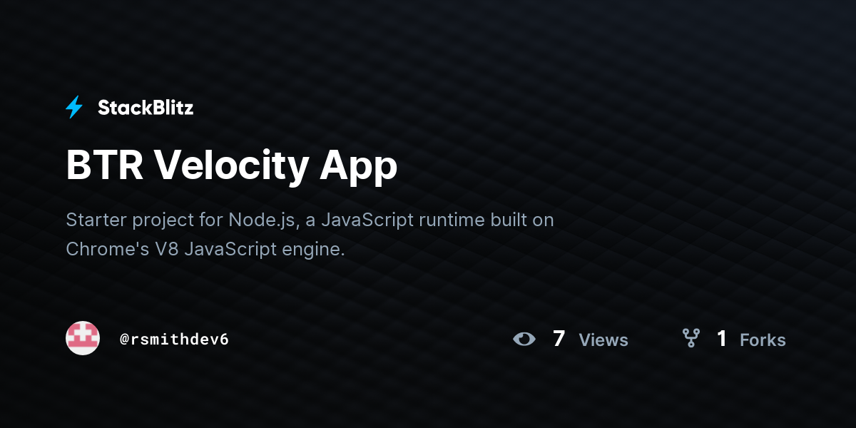 BTR Velocity App - StackBlitz
