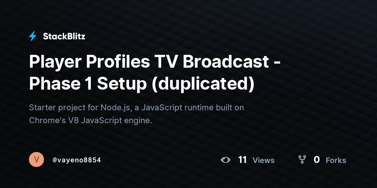 Player Profiles TV Broadcast - Phase 1 Setup (duplicated) - StackBlitz