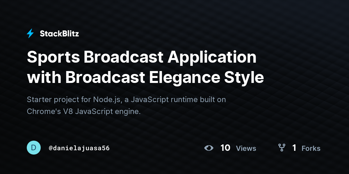Sports Broadcast Application with Broadcast Elegance Style - StackBlitz