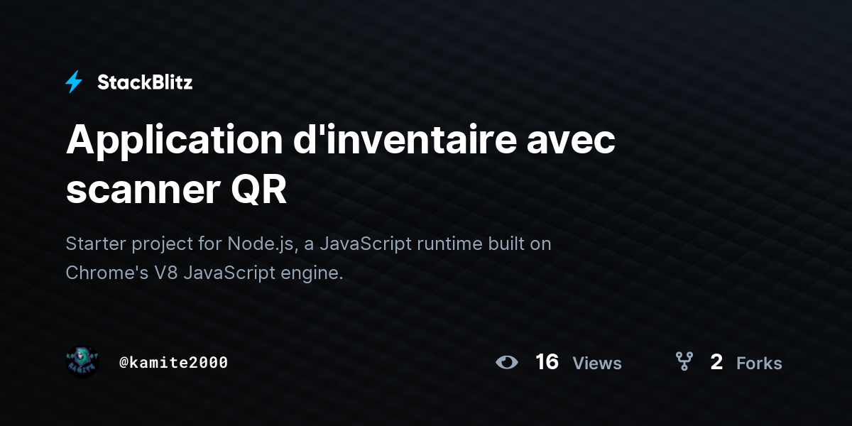 Application d'inventaire avec scanner QR - StackBlitz