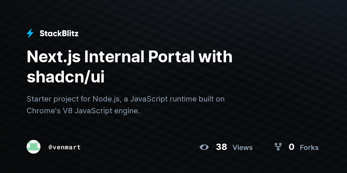 Next.js Internal Portal with shadcn/ui - StackBlitz