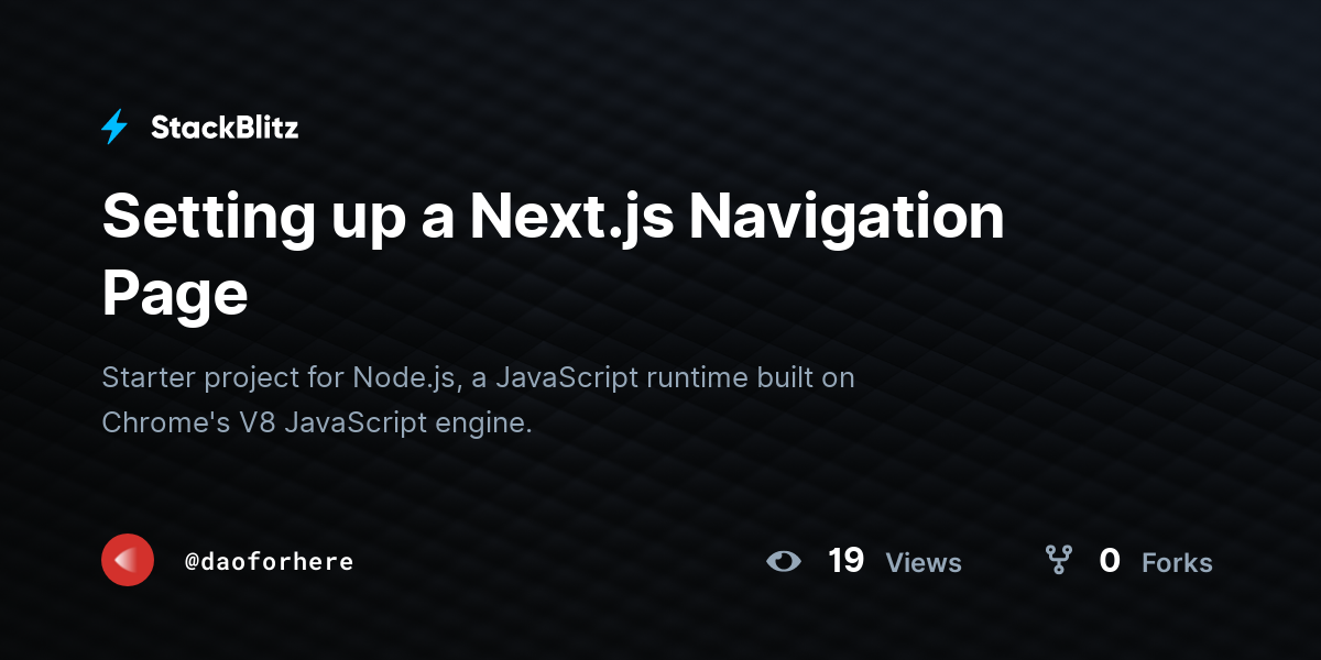 Setting up a Next.js Navigation Page - StackBlitz